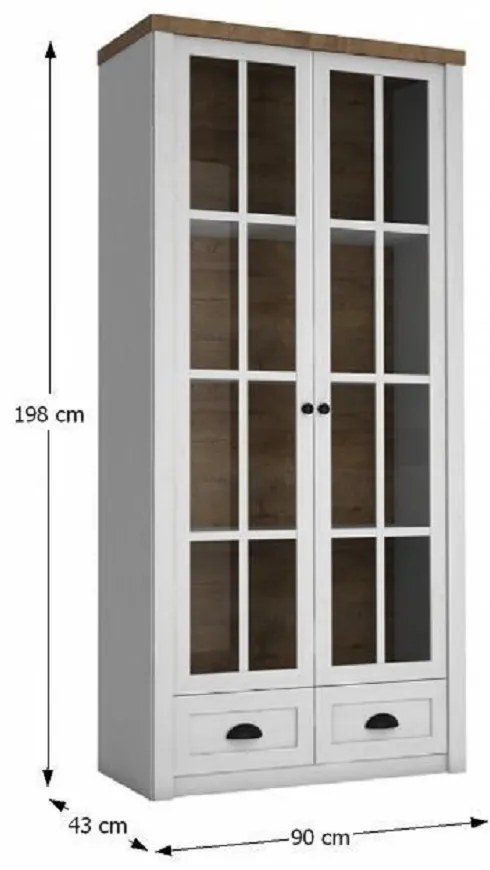 Kondela Vitrína, sosna Andersen / dub lefkas, Provance 90 cm