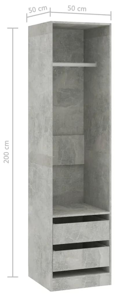 vidaXL Šatní skříň se zásuvkami betonově šedá 50x50x200 cm dřevotříska