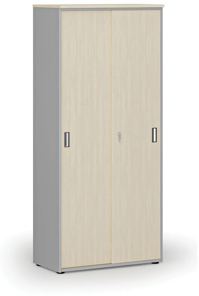 Skříň se zasouvacími dveřmi PRIMO GRAY, 1781 x 800 x 420 mm, šedá/buk