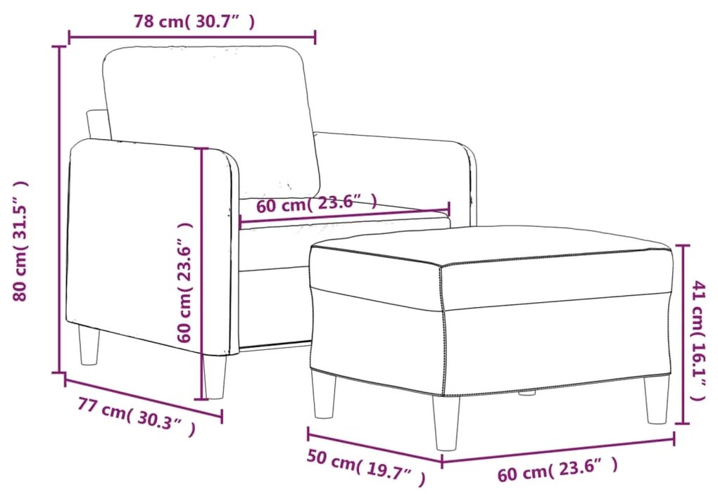 Křeslo s podnožkou žluté 60 cm samet