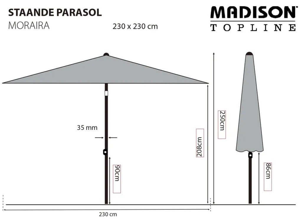 Madison Slunečník Moraira 230 x 230 cm taupe - Default Title