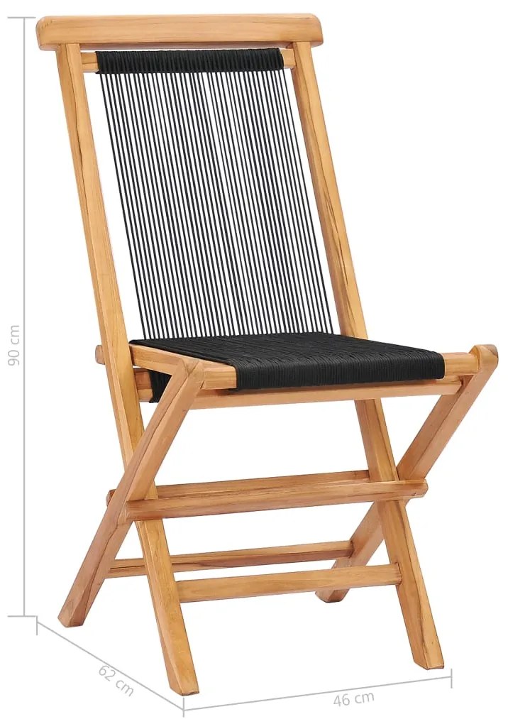Skládací zahradní židle 2 ks masivní teakové dřevo a provázky - Default Title