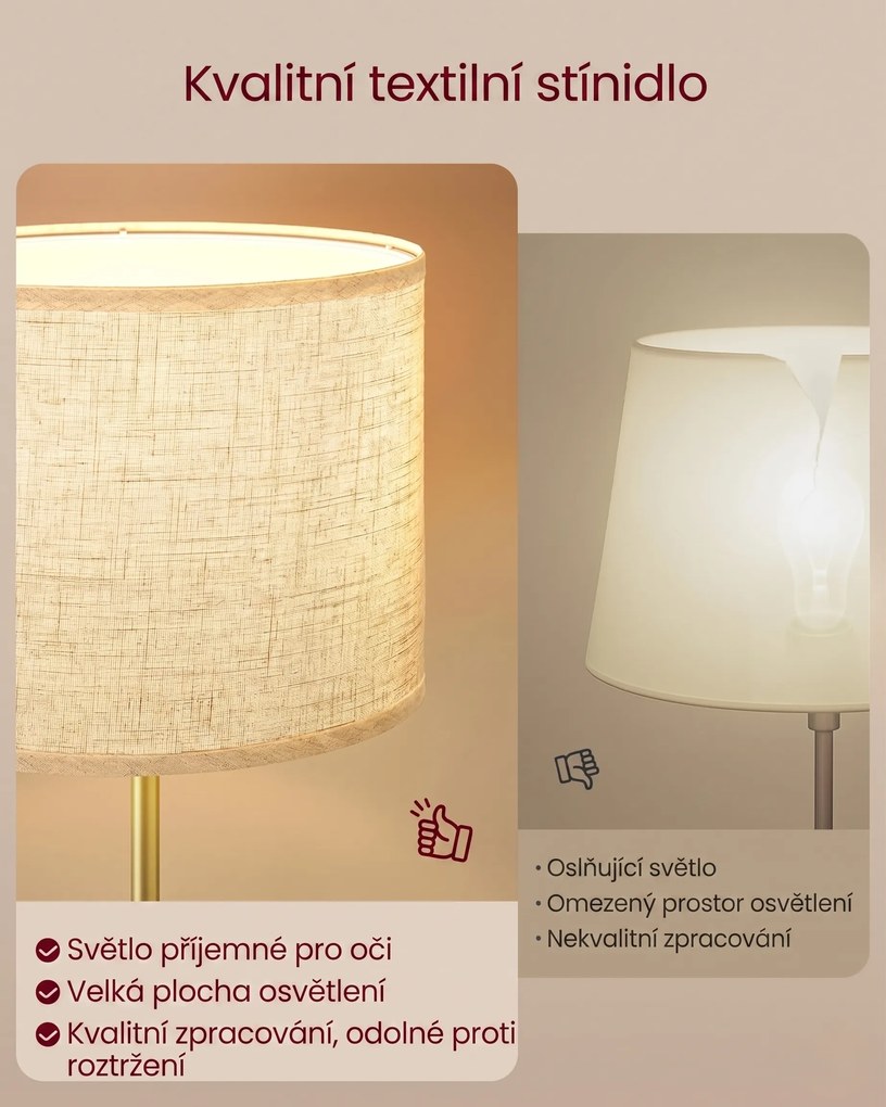 Výškově nastavitelná stojací lampa Vasagle Eupho zlatá/černá