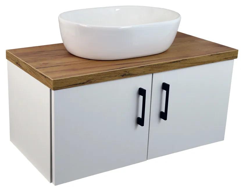 BPS-koupelny Koupelnová skříňka pod deskové umyvadlo Agria II W 80-HD - bílá/zlatý dub