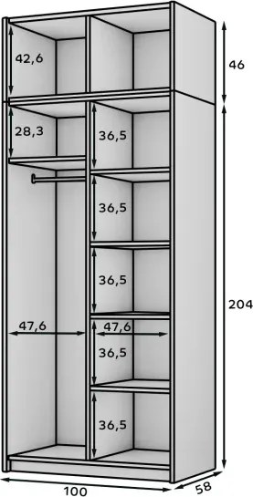 Alera II s nástavcem Skříň s otočnými dveřmi kašmír (kód KG)