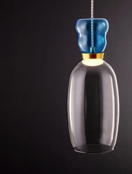 Designový lustr Pluma modrá