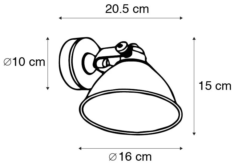 Průmyslová nástěnná lampa bronzová s měděnou nastavitelnou - Liko