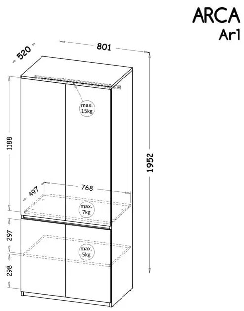 Dolmar Sestava Arca 3 Kombinace barev: Bílá + Dub Votan
