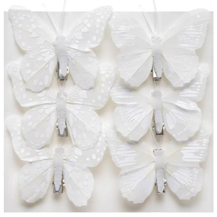 motýli 8 cm (6 ks)  - bílá