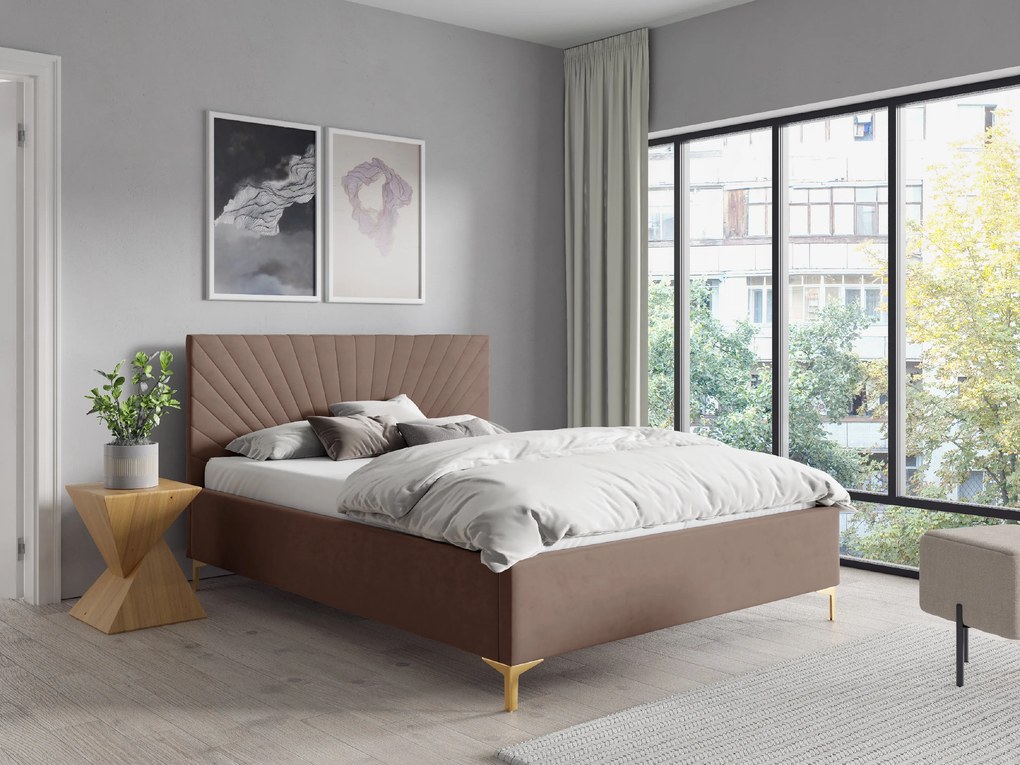 Eka Čalouněná postel AFRODITE+ 160x200 cm Barva látky Trinity: Světle zelená (Trinity 2321), Úložný prostor: Bez úložného prostoru