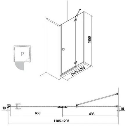 Jika Pure Sprchové dveře 120 cm, pravé, čiré sklo H2544270026681