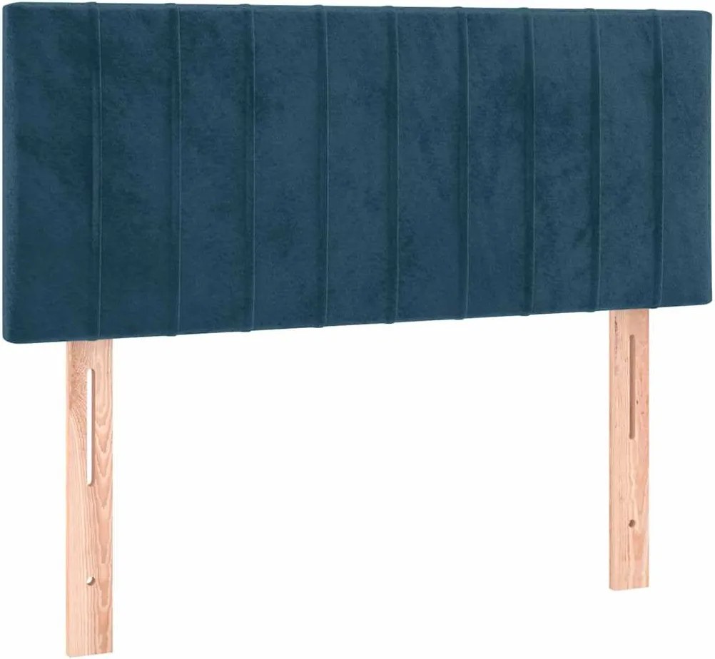 Box spring postel s matrací a LED tmavě modrá 90x200 cm samet 3134505