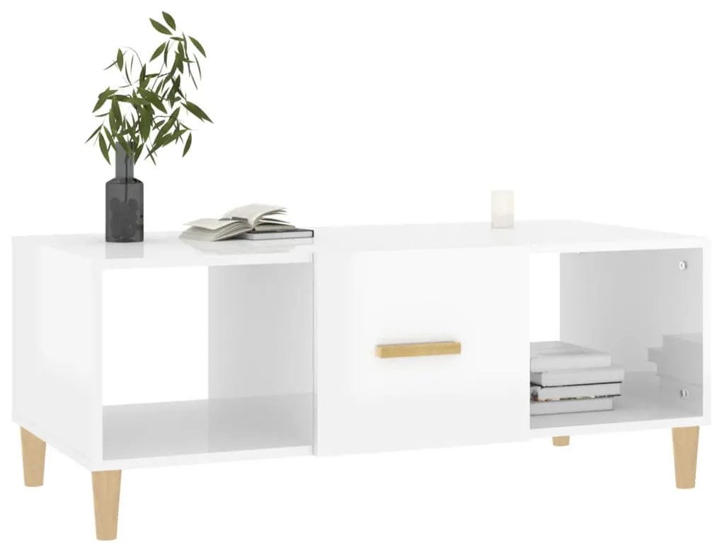 Konferenční stolek bílý s leskem 102x50x40 cm kompozitní dřevo - Default Title