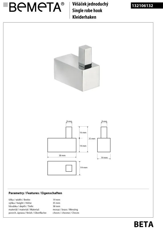 Bemeta Design BETA: Háček - 132106132