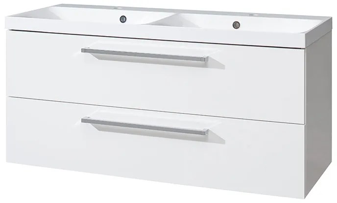 Mereo Mereo, Bino, koupelnová skříňka s umyvadlem z litého mramoru 121 cm, bílá, dub, CN663M