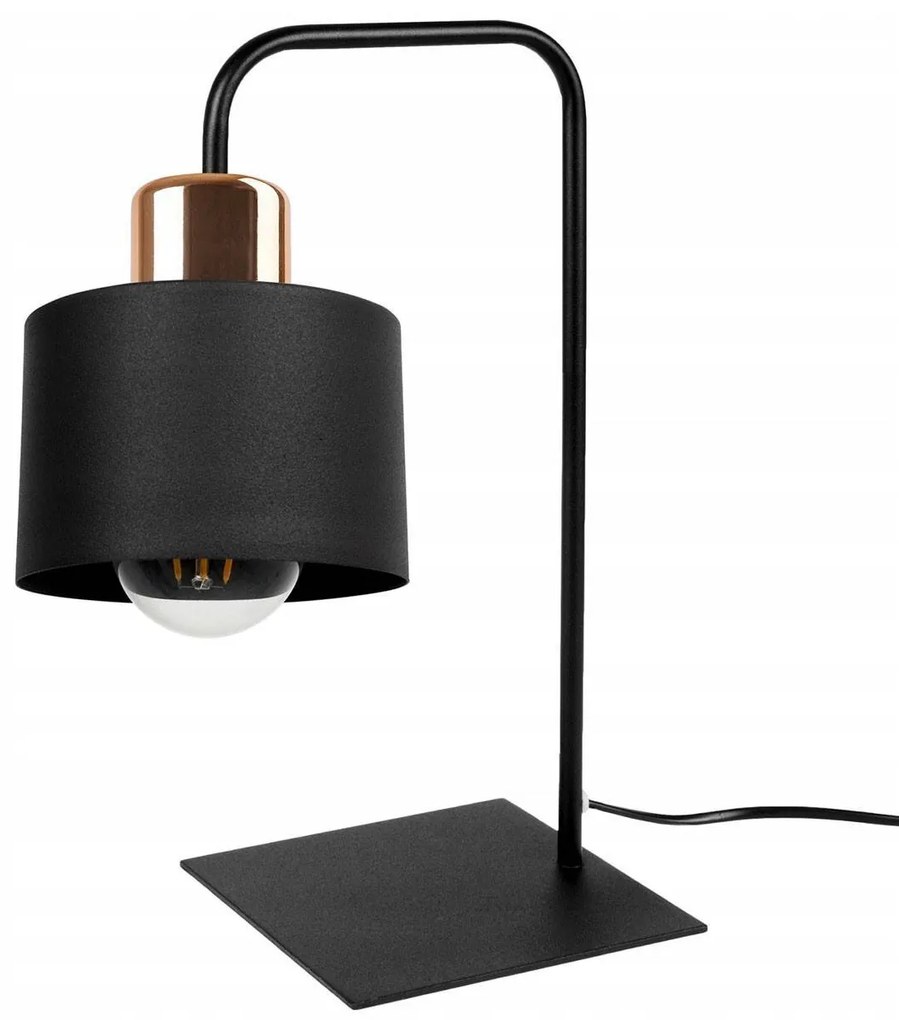 Stolní lampa PANTA, 1x černé kovové stínítko, (výběr ze 2 barev uchycení)