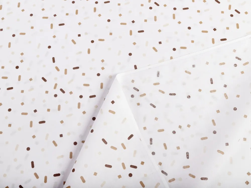 Biante Bavlněný závěs Sandra SA-396 Hnědo-béžové konfety na bílém 150x230 cm