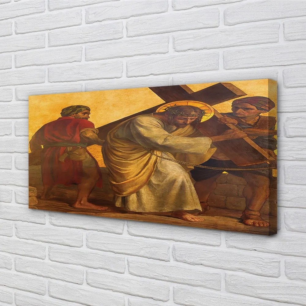 Obrazy na plátně Jesus cross lidé 125x50 cm