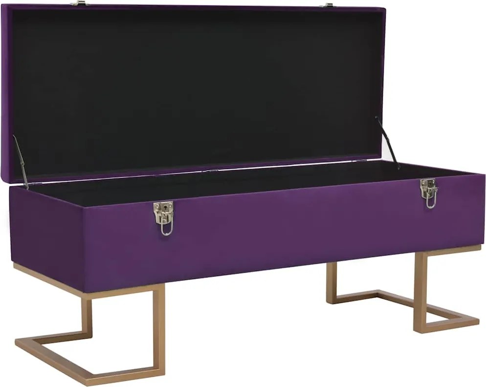 Lavice s úložným prostorem 105 cm fialová samet 247572