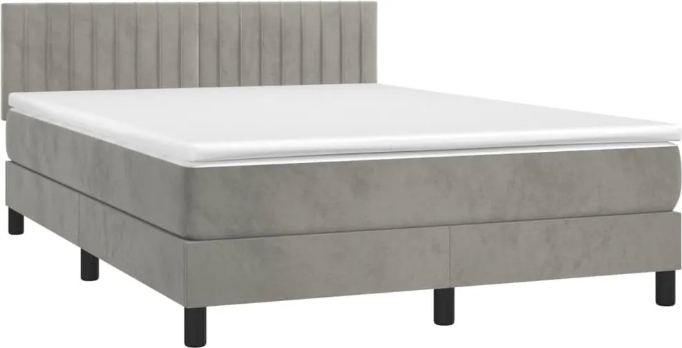 Box spring postel s matrací světle šedá 140x200 cm samet 3141425
