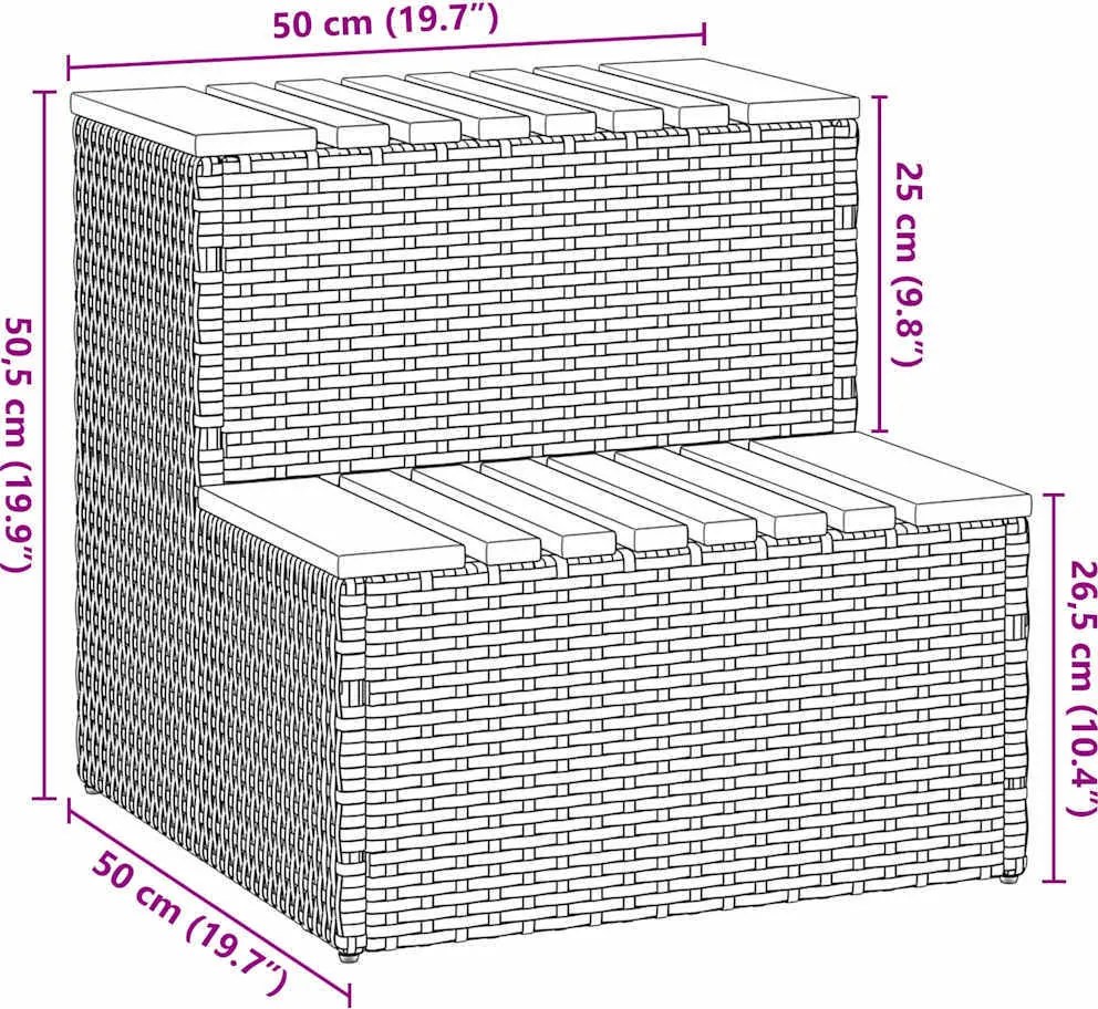 vidaXL Obruby k vířivce 50x50x50,5 cm polyratan a akáciové [4103943] Barva: Béžová