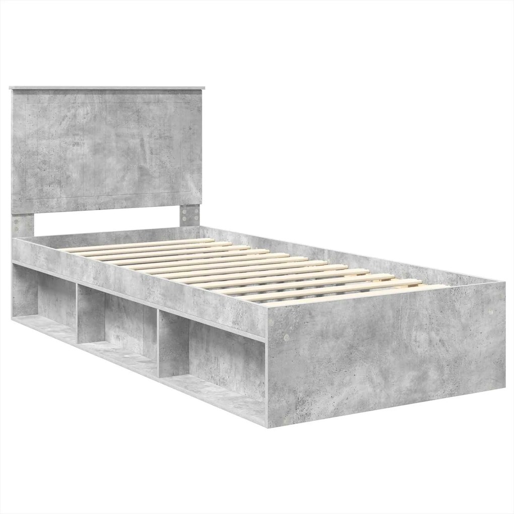 Rám postele s čelo Beton 90 x 200 cm Masivní borové dřevo 3411058