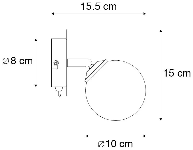 Rustikální bodové světlo černé nastavitelné s kouřovým sklem - Atény