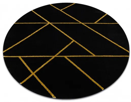 Dywany Łuszczów, Kusový koberec Emerald geometric 1012 black and gold kruh, 200x200 (průměr) kruh, černá, chodba / předsíň