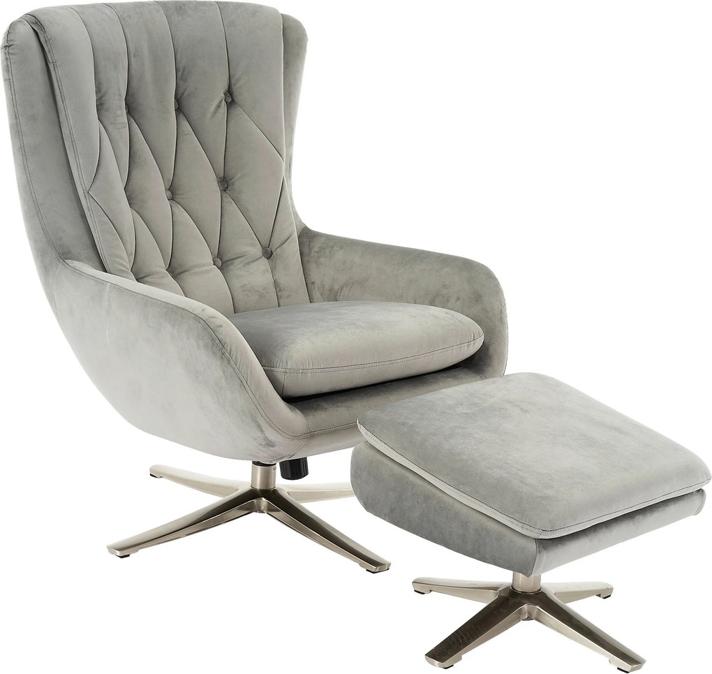 XXXLutz RELAXAČNÍ KŘESLO S TABURETEM, textil, světle šedá Carryhome - Křesla klasická - 002381035302