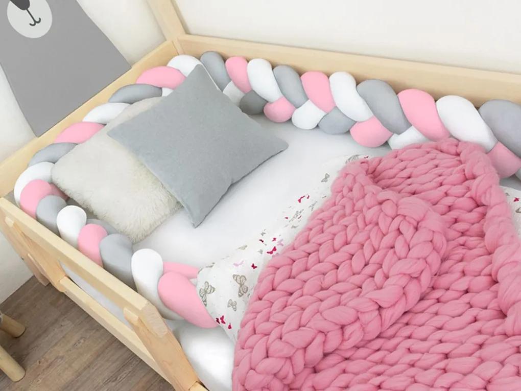 Benlemi Textil pro dětské postele - cop/mantinel Délka copu, mantinelu: 300 cm (3m), Barva copu/mantinelu: Bílo-šedo-růžová