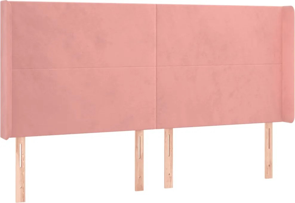 Box spring postel s matrací a LED růžová 200x200 cm samet 3139468