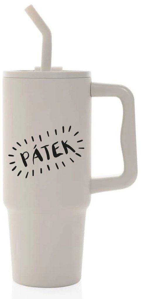 PÁTEK - béžový cestovní termohrnek 900 ml