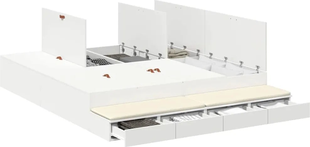 Rám postele s úložným prostorem Bílá 200 cm Kompozitní dřevo 3335621