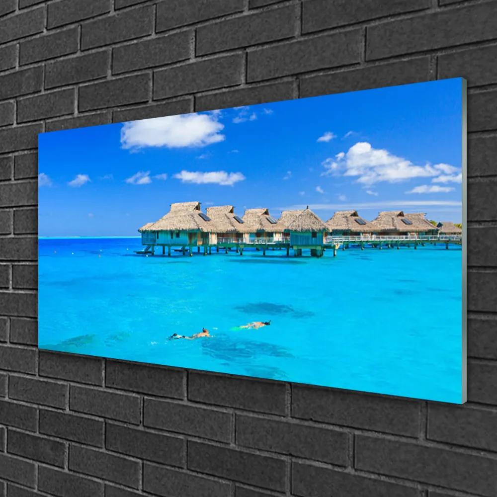 Obraz na skle Moře Architektura 140x70 cm