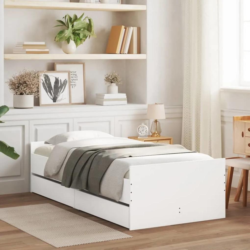 vidaXL Rám postele se zásuvkami 90 x 190 cm [3207378] Barva: Bílá