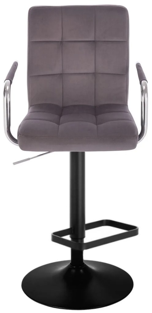 LuxuryForm DESIGN Barová židle VERONA VELUR na černé kulaté podstavě - tmavě šedá