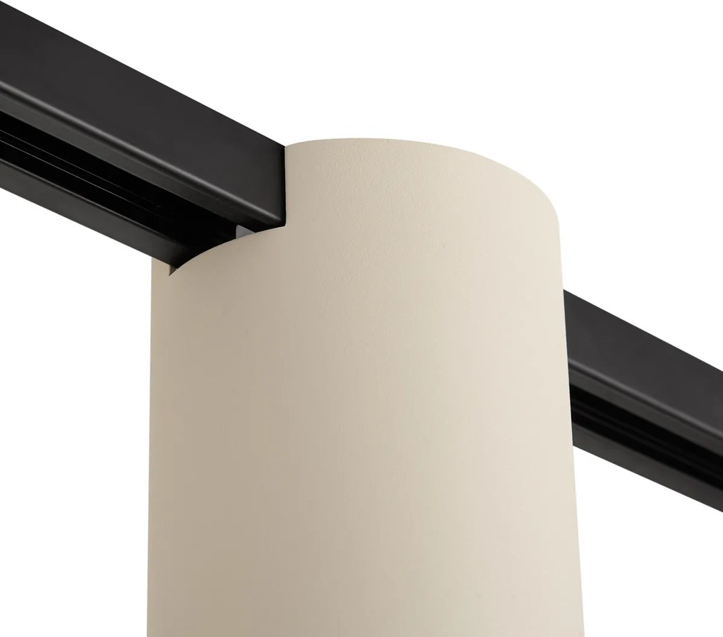 Modern Track Lighting System Black with 2 Beige Spotlights 1-Phase - Iconic Rondoo Up