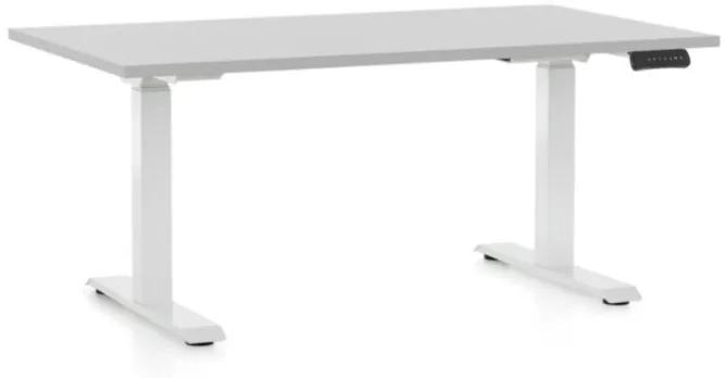 Výškově nastavitelný stůl OfficeTech D, 120 x 80 cm - bílá podnož Barva: Buk
