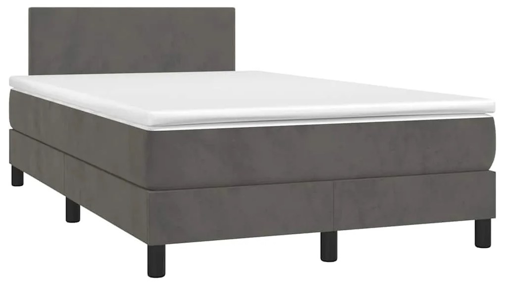 Box spring postel s matrací a LED tmavě šedá 120 x 190 cm samet 3270142