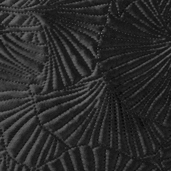 Černý přehoz z jemného sametu s potiskem listů gingko Šířka: 280 cm | Délka: 260 cm