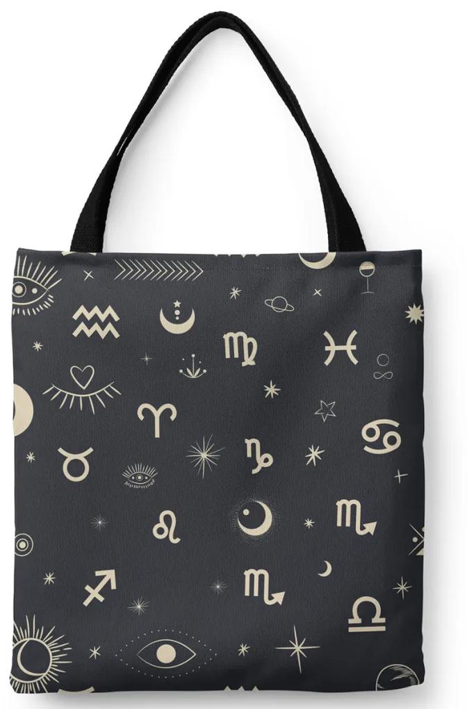 Nákupní taška Skrytá poselství - planety, hvězdy a symbol oka na tmavém pozadí
