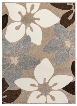 koberec FEEL 1602/15055 Květiny béžový / šedá velikost 180x270 cm | krásné koberce cz