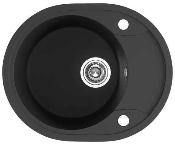Laveo Dafne, 1-komorový granitový dřez 580x470x198 mm, černá, LAV-SBD_783T