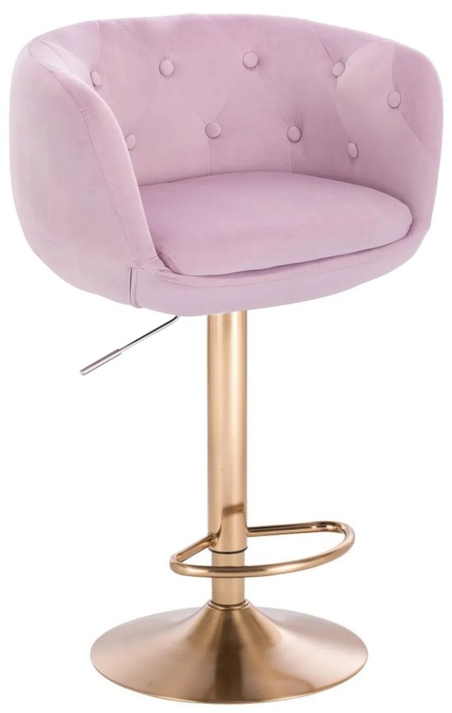 LuxuryForm DESIGN Barová židle MONTANA VELUR na zlaté kulaté podstavě - levandule