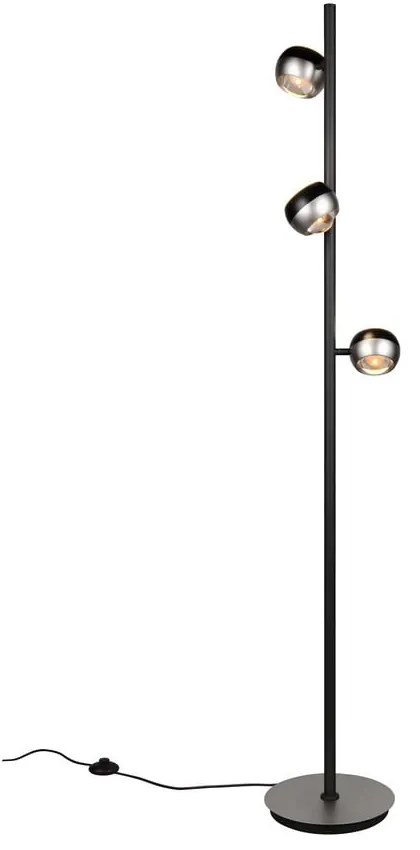 Černá/ve stříbrné barvě LED stojací lampa (výška 150 cm) Orbit – Trio Select