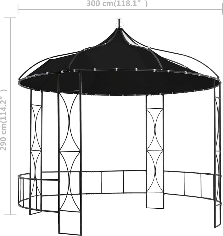 Altán 300 x 290 cm antracitový kruhový 310031