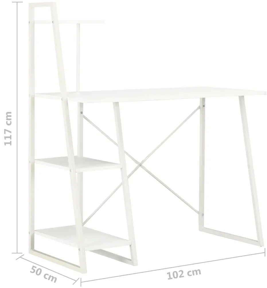 vidaXL Marketos Psací stůl s poličkami bílý 102 x 50 x 117 cm