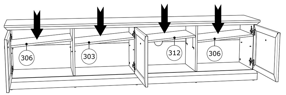 LUCCA c | TV stolek RTV3D | 206,2 cm | černá