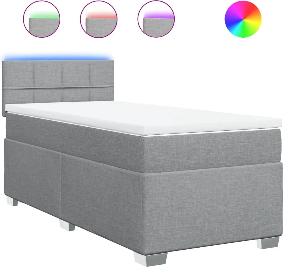 Box spring postel s matrací světle šedý 100 x 200 cm textil 3288099