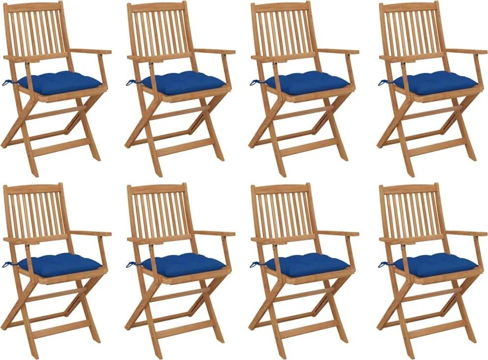 vidaXL Skládací zahradní židle s poduškami 8 ks masivní akácie [3075101] Barva: taupe